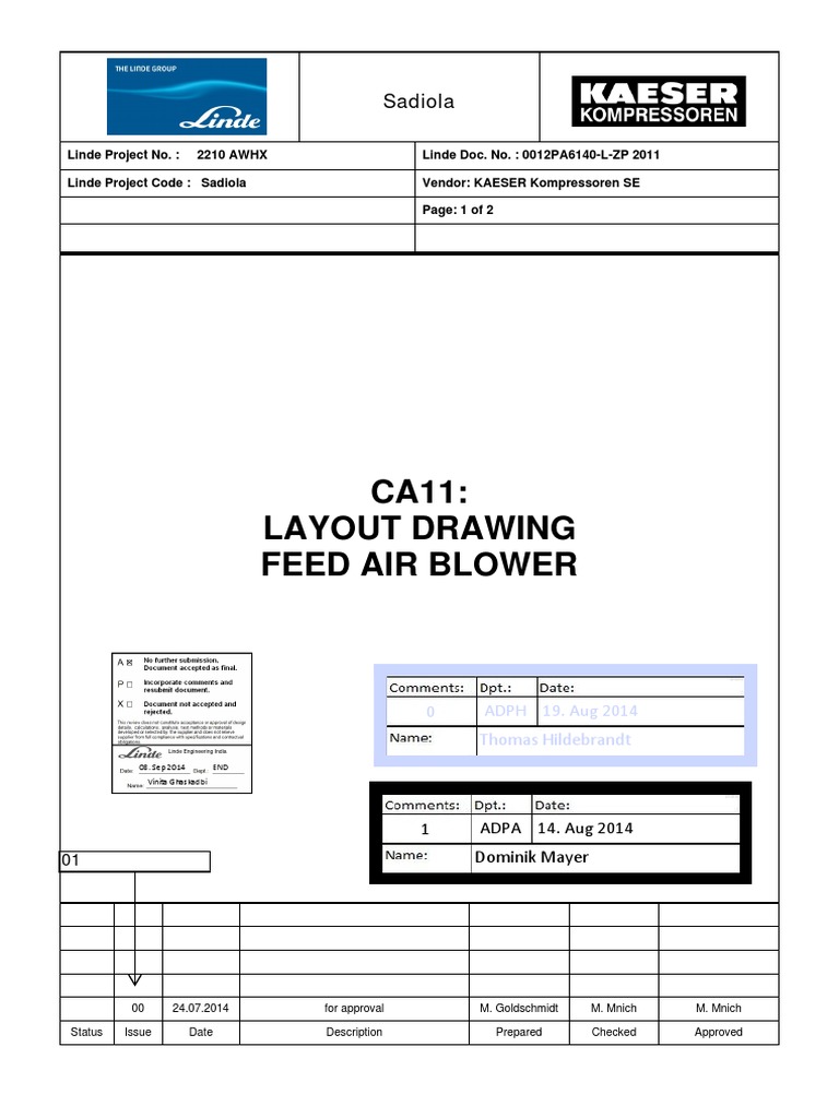 Feed Air Blower Layout Drawing | PDF | Mechanical Engineering ...