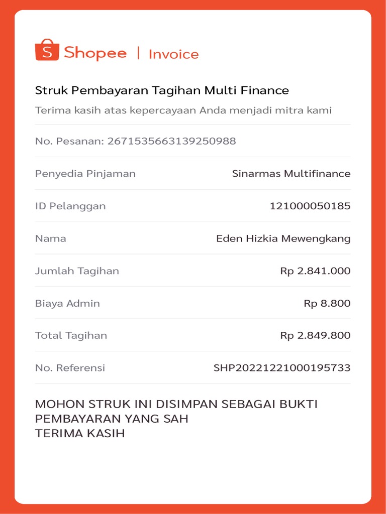 Invoice Pembayaran Shopee Pinjam | PDF | Bisnis | Hukum