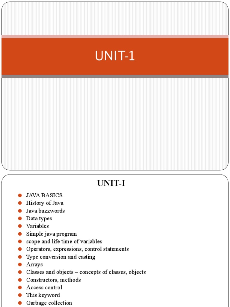 Java Unit 1 | PDF | Java (Programming Language) | Constructor (Object ... Java Unit 1 | PDF | Java (Programming Language) | Constructor (Object ...