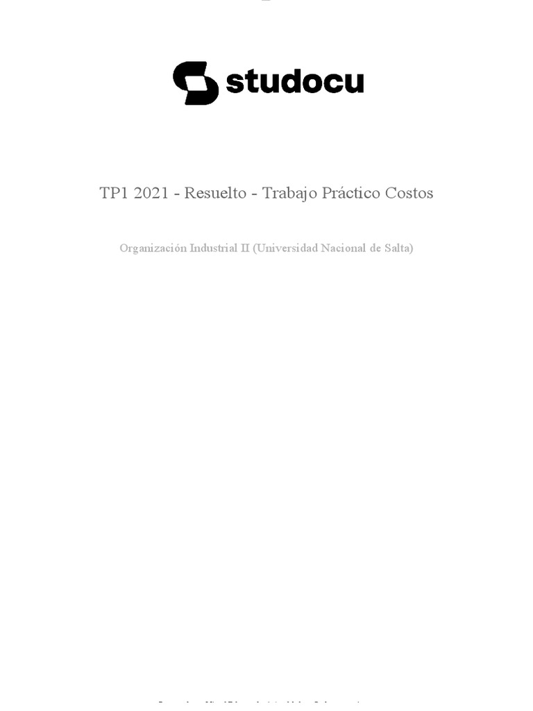 tp1 2021 Resuelto Trabajo Practico Costos | PDF | Costo | Contabilidad de costos