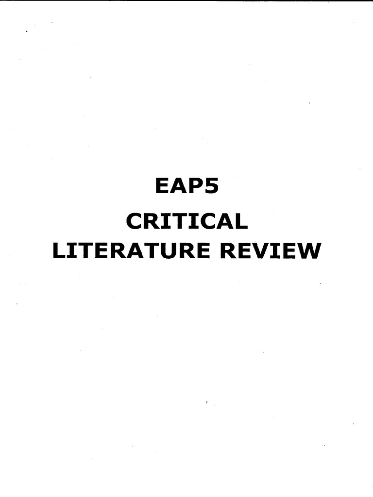 Eap5 Critical Literature Review CLR Example | PDF