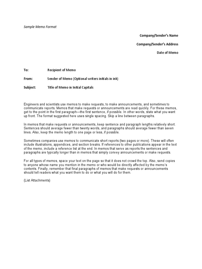 Sample Memo Format | PDF