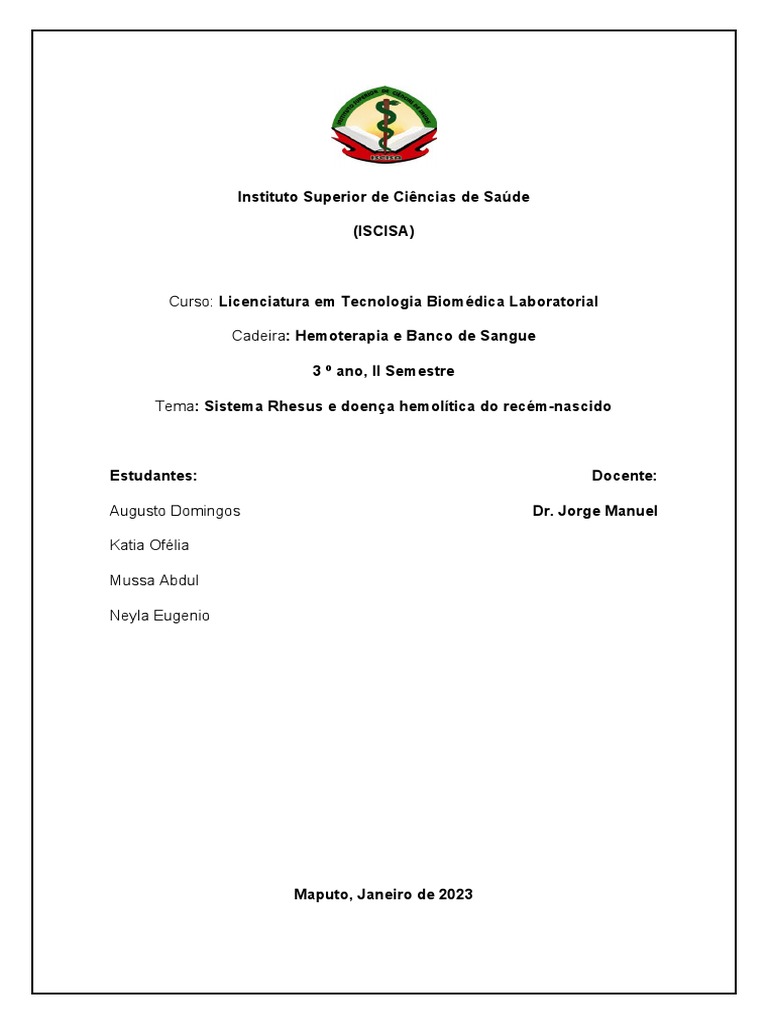 Sistema Rhesus | PDF | Tipo sanguíneo | Anticorpo