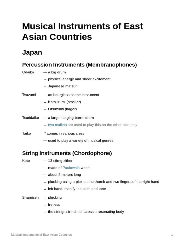 Musical Instruments of East Asian Countries | PDF | String Instruments ...