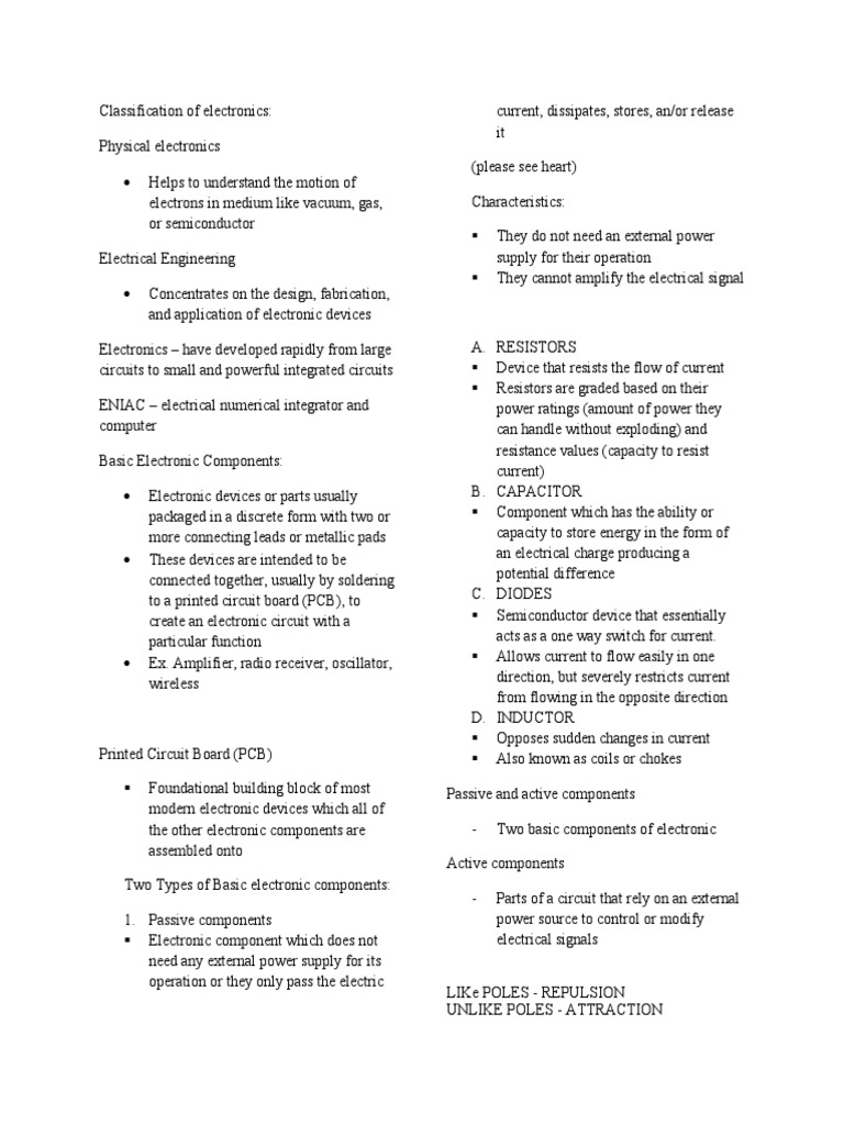 Classification of Electronics | PDF | Electronics | Electronic Component