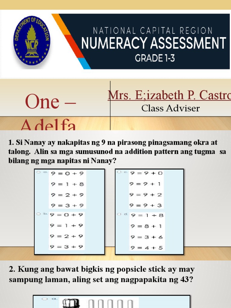 Amplified Numeracy Assessment Grade 1 | PDF