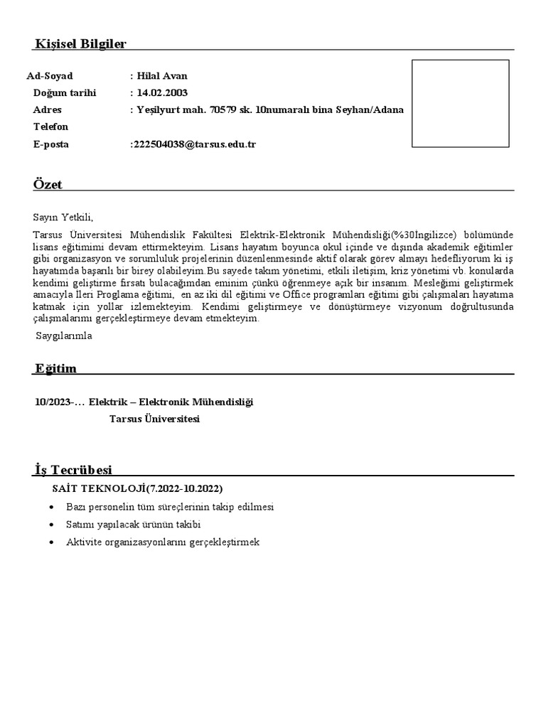 Ozgecmis Ornegi-Olumlu | PDF