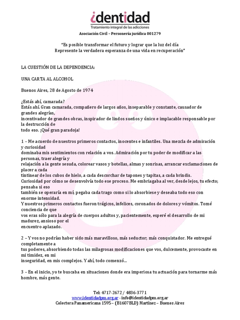 Carta Al Alcohol | PDF | Placer | Motivación