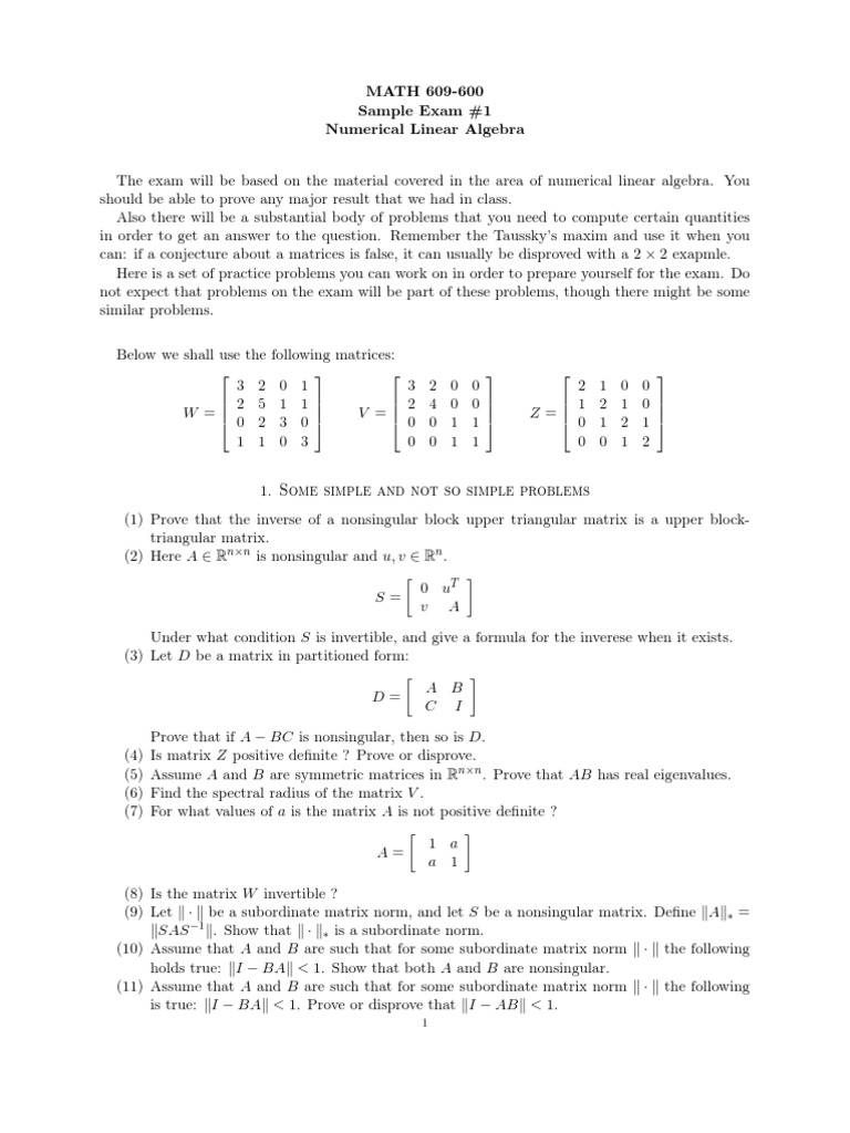 Practice 4 Exam 1 | PDF | Matrix (Mathematics) | Eigenvalues And Eigenvectors