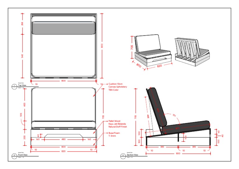 Sofa Construction Technical Drawings | PDF | Domestic Life | Design