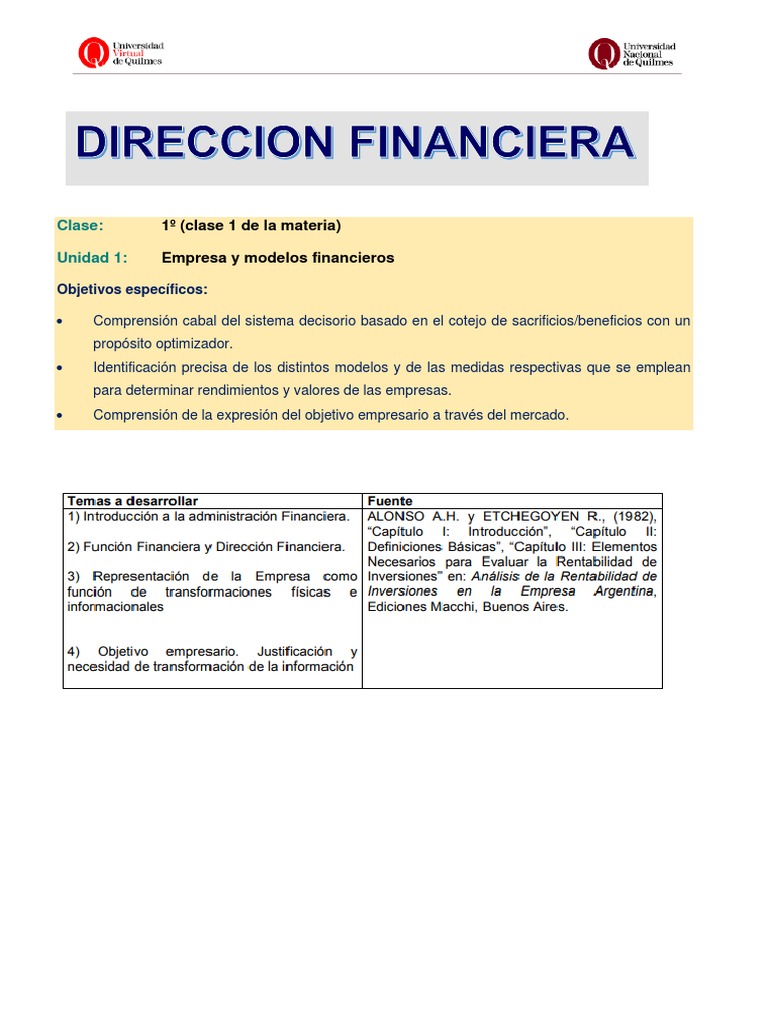 Clase 1 - Dir Financiera | PDF | Business | Salario