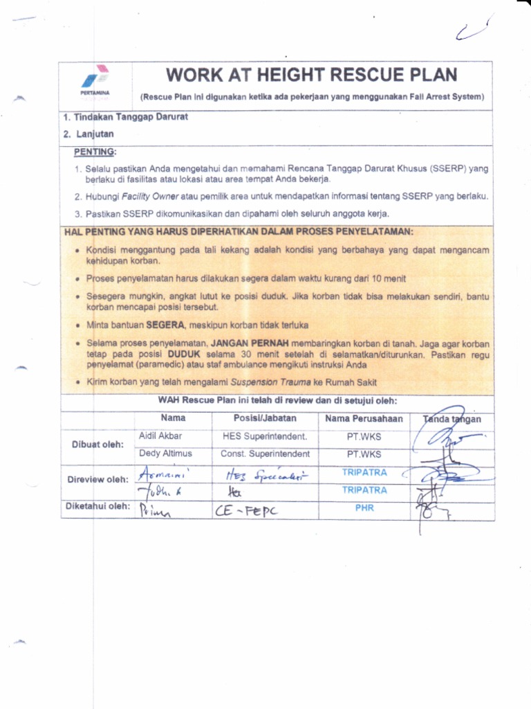 Work at Height - Rescue Plan | PDF