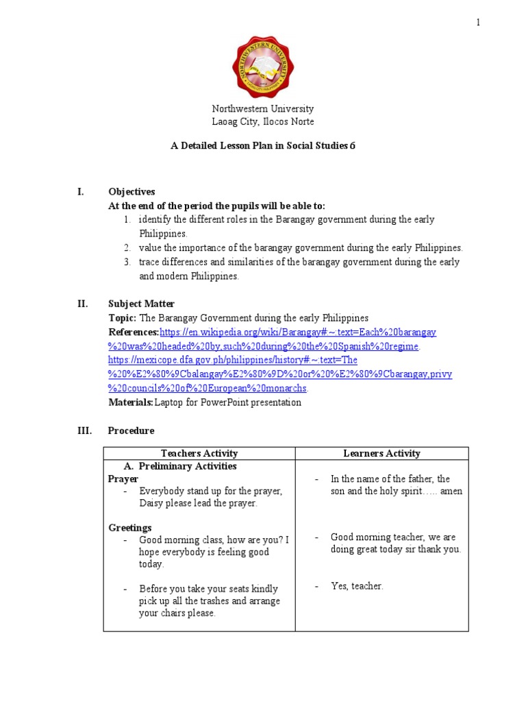 The Barangay Government During The Early Philippines | PDF | Learning ...