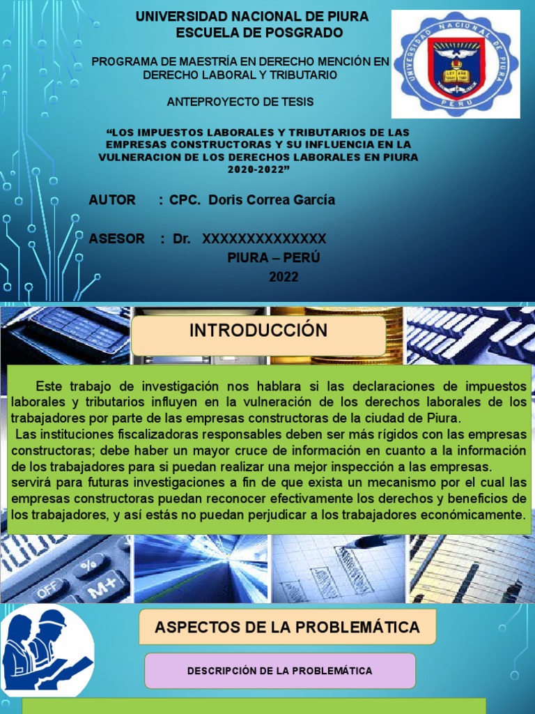 Diapositivas Anteproyecto-Doris Correa Garcia | PDF | Impuestos | Derecho laboral