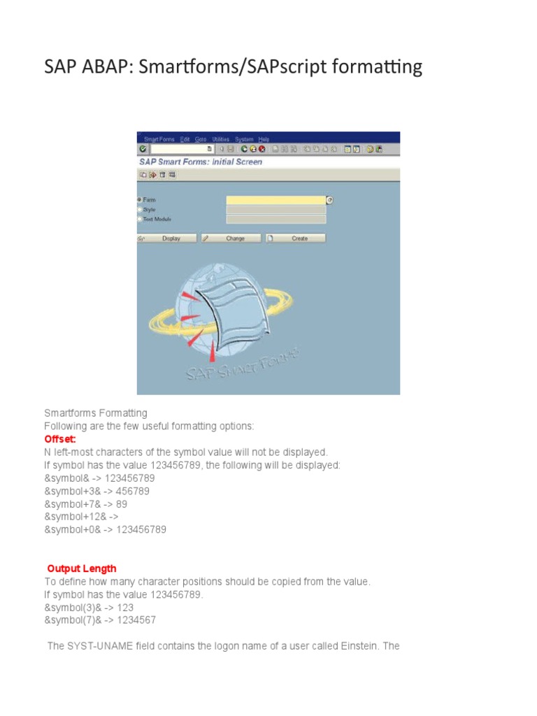 SAP ABAP Smartforms & SAPscript Formatting | PDF | Software Engineering | Computer Data