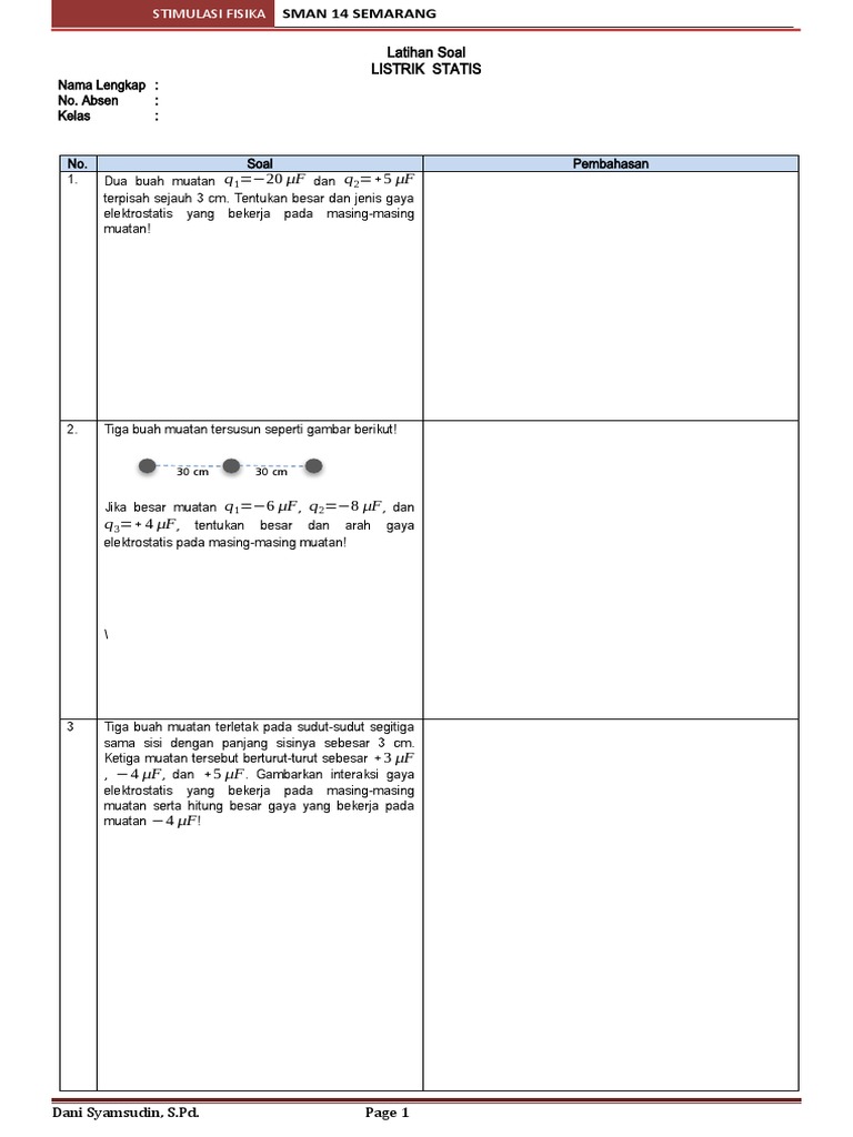 Latihan Soal Listrik Statis | PDF