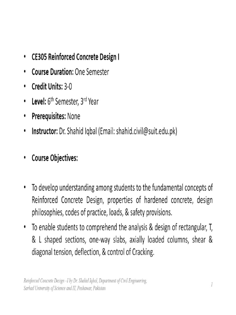 Week 1 Lec 1-Introduction To Reinforced Concrete | PDF