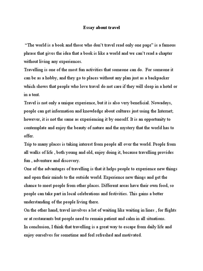 Essay About Travel Pdf