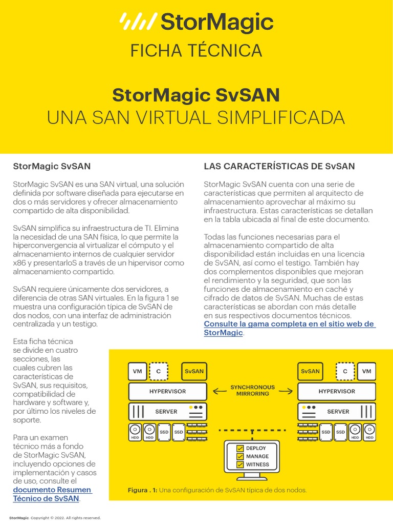 StorMagic SvSAN Data Sheet ES | PDF | V Mware | Grupo de computadoras