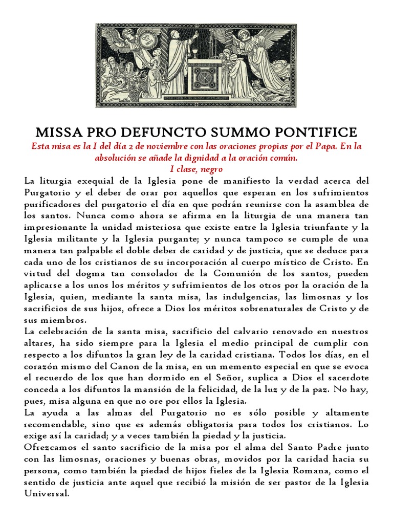 Missa Pro Defuncto Summo Pontifice. | PDF | Misa (liturgia) | Purgatorio