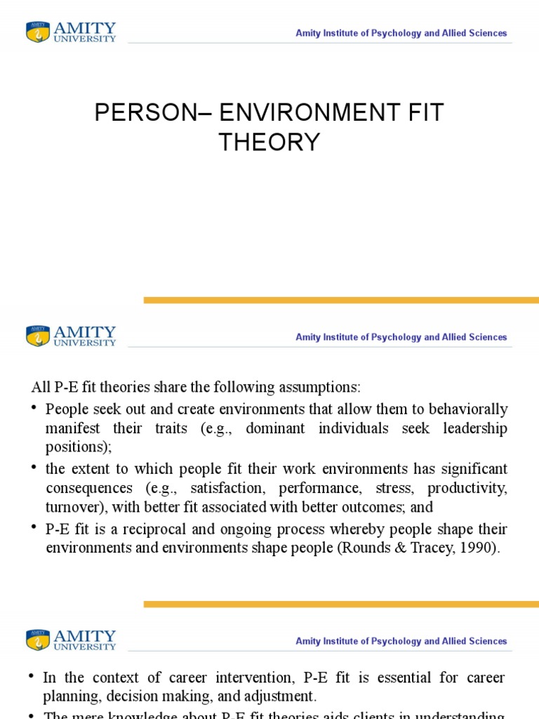 Person Environment Fit | PDF | Psychology | Cognitive Psychology