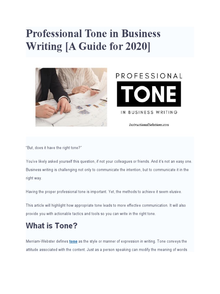 Achieving Effective Communication through Appropriate Tone: A Guide to ...