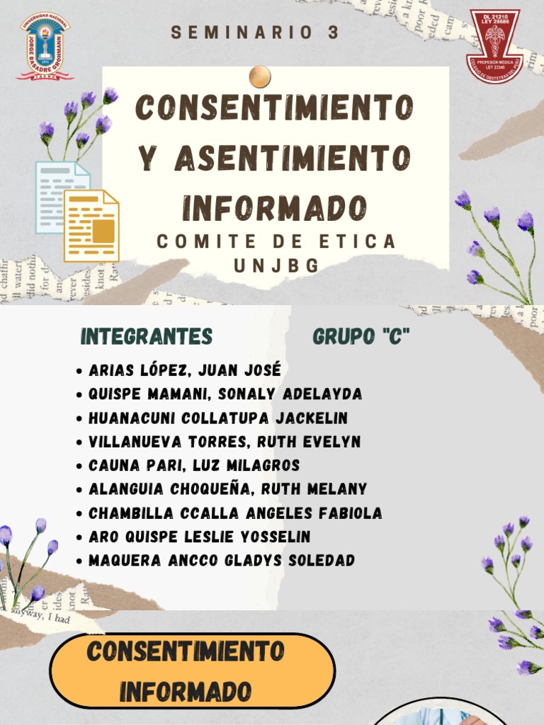 Seminario #03 - Consentimiento y Asentimiento Informado | PDF | Consentimiento informado | Etica ...