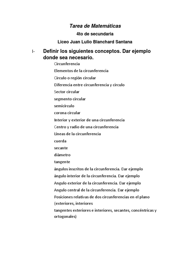 Tarea de Matemáticas - 4to de Secundaria | PDF