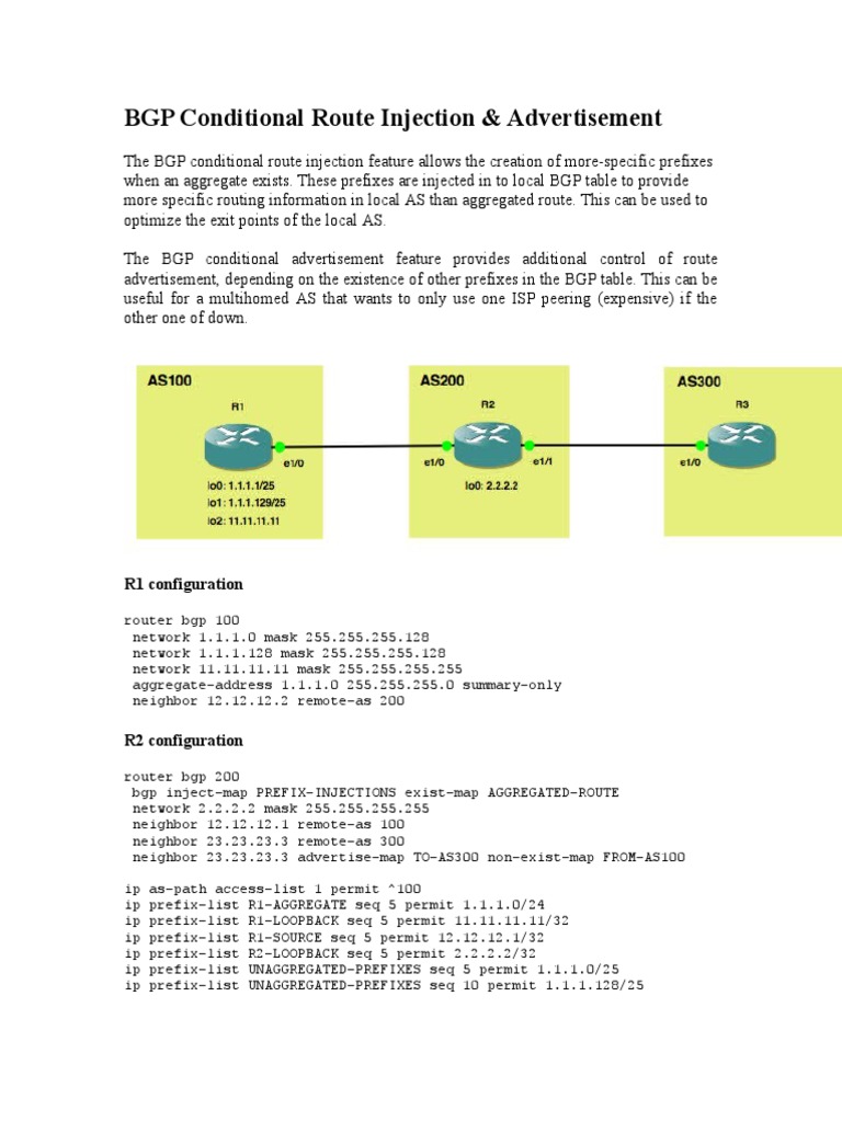 Bgp Conditional Route Injection Pdf Router Computing Wide Area Network