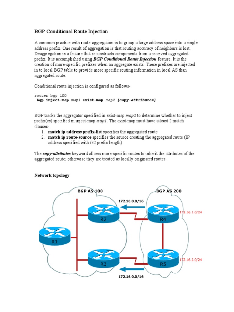 Bgp Conditional Route Injectio1 Pdf Router Computing Routing 2046
