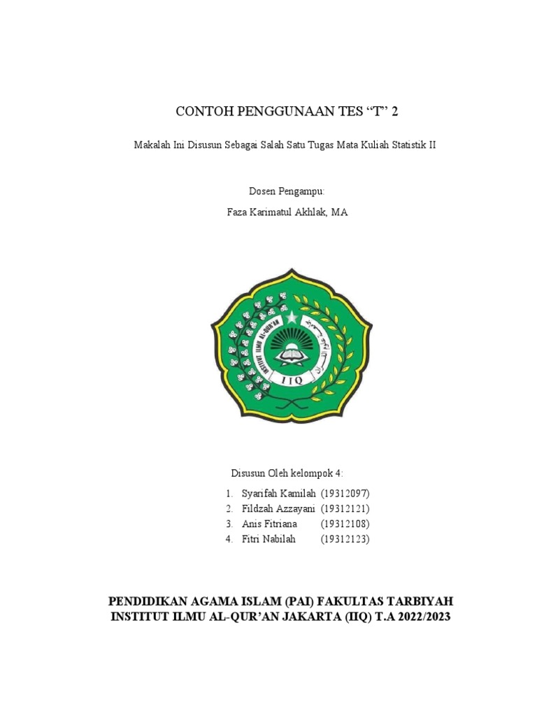 Contoh Penggunaan Tes T | PDF