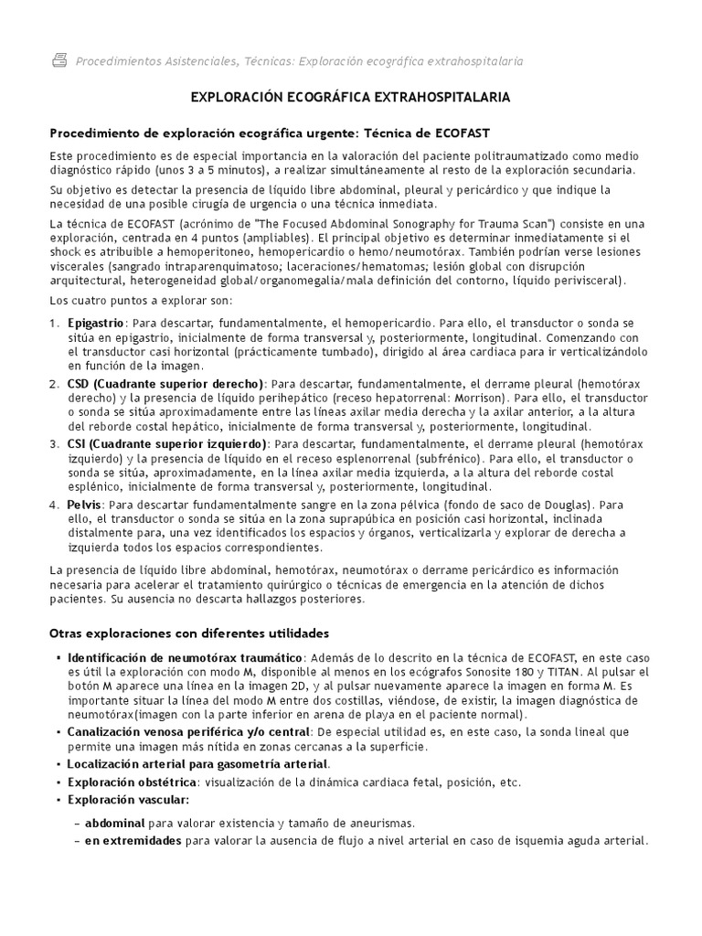 ECOFAST | PDF | Ultrasonido | Reanimación cardiopulmonar