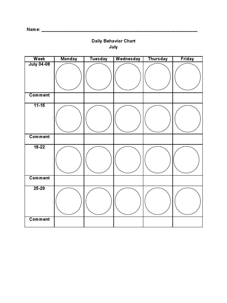 Yearly Daily Behavior Chart Template | PDF | Career & Growth