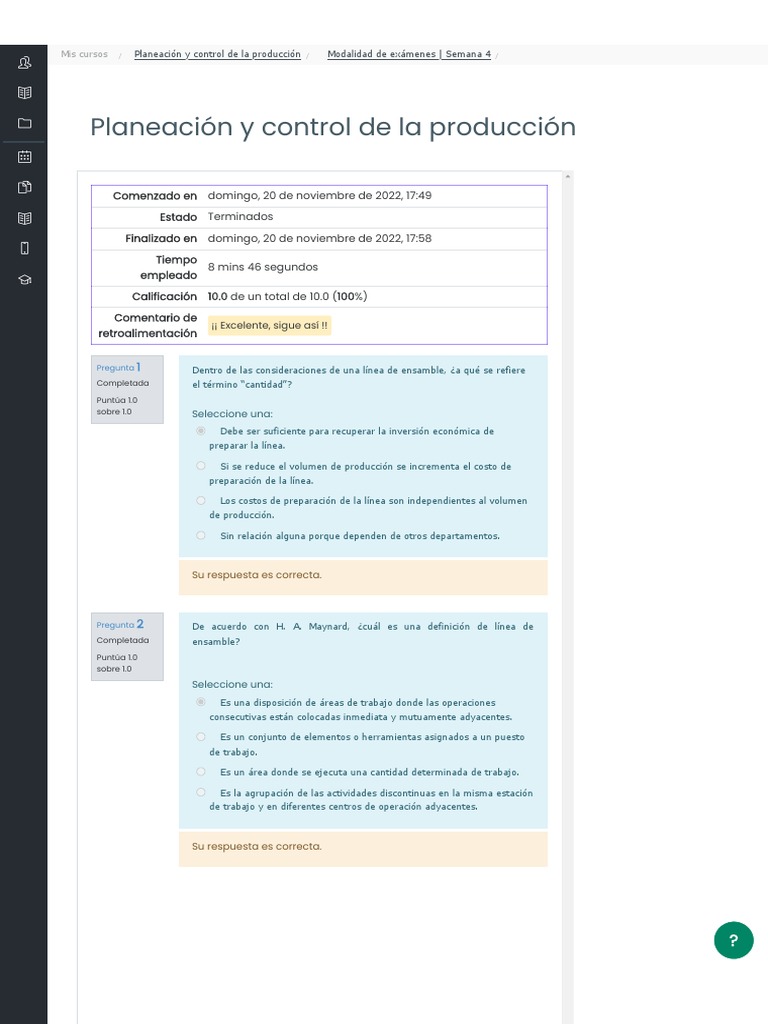 Examen de Producción: Respuestas Correctas | PDF | Planificación | Economias