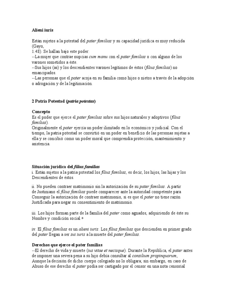 Patria Potestad y Alieni Iuris en Derecho Romano | PDF | Freedman ...