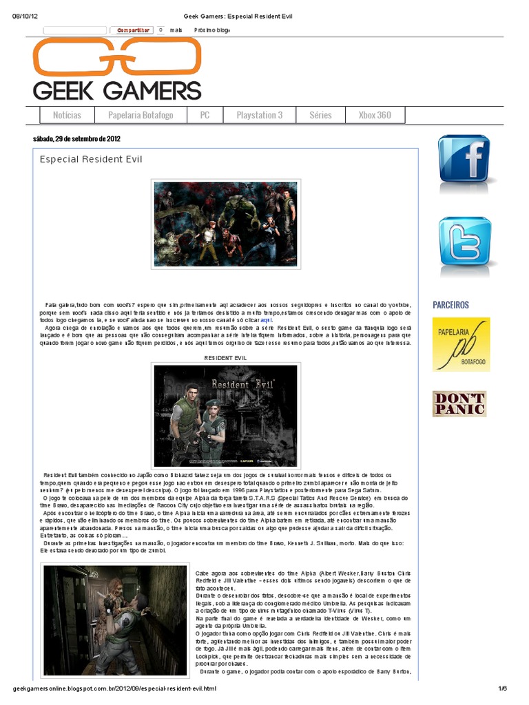 Geek Gamers - Especial Resident Evil | PDF | Resident Evil