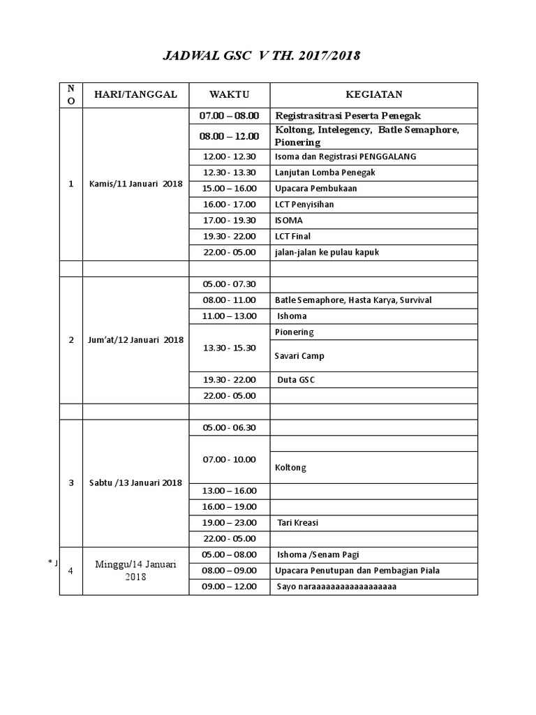 JADWAL | PDF