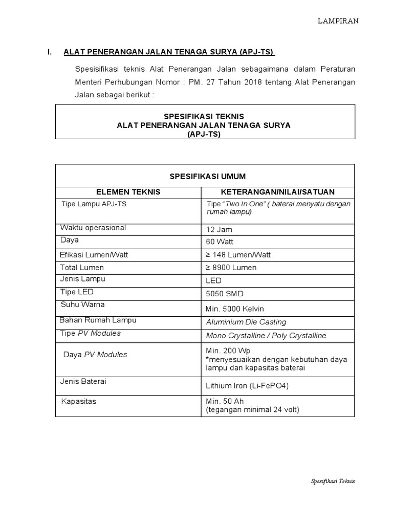 Spek Teknis Apj | PDF