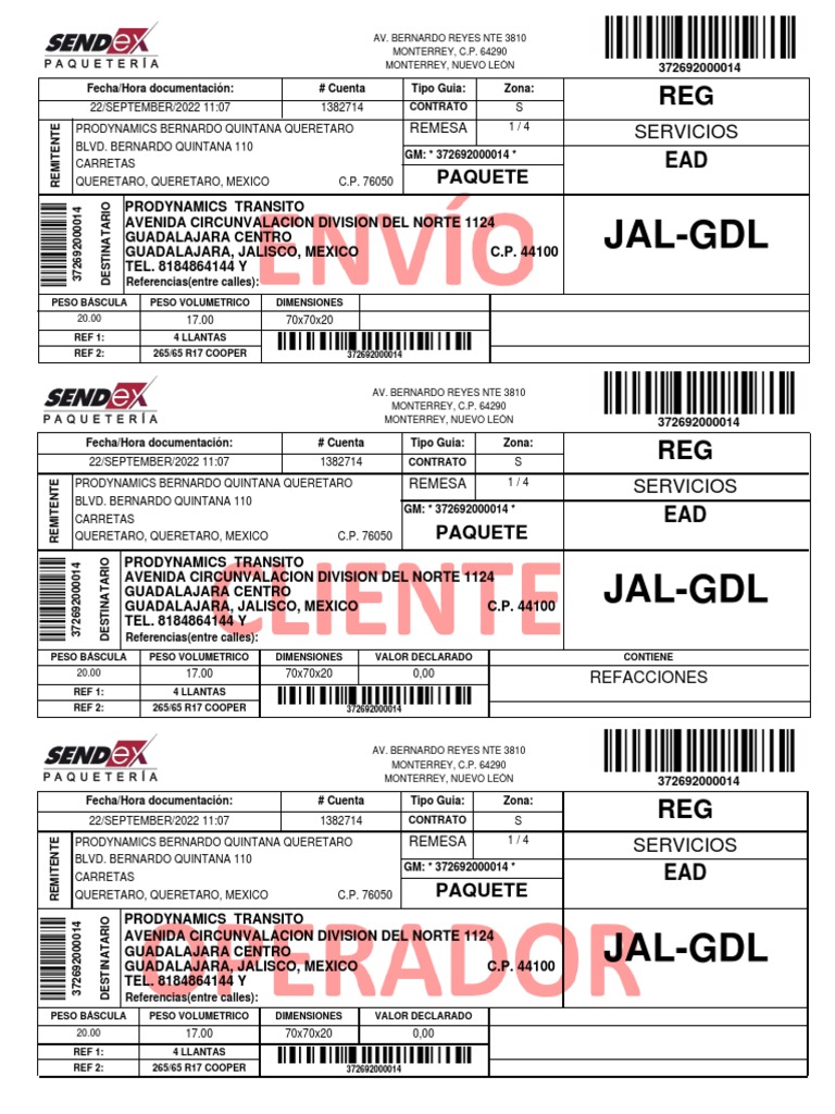 Guías Sendex de B Quintana A Transi 4 Llantas 220922 | PDF | revolución ...