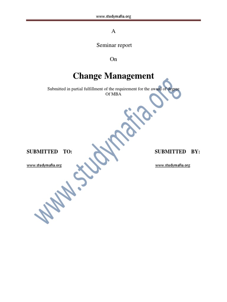 Mba Change Management Report | PDF | Change Management | Leadership