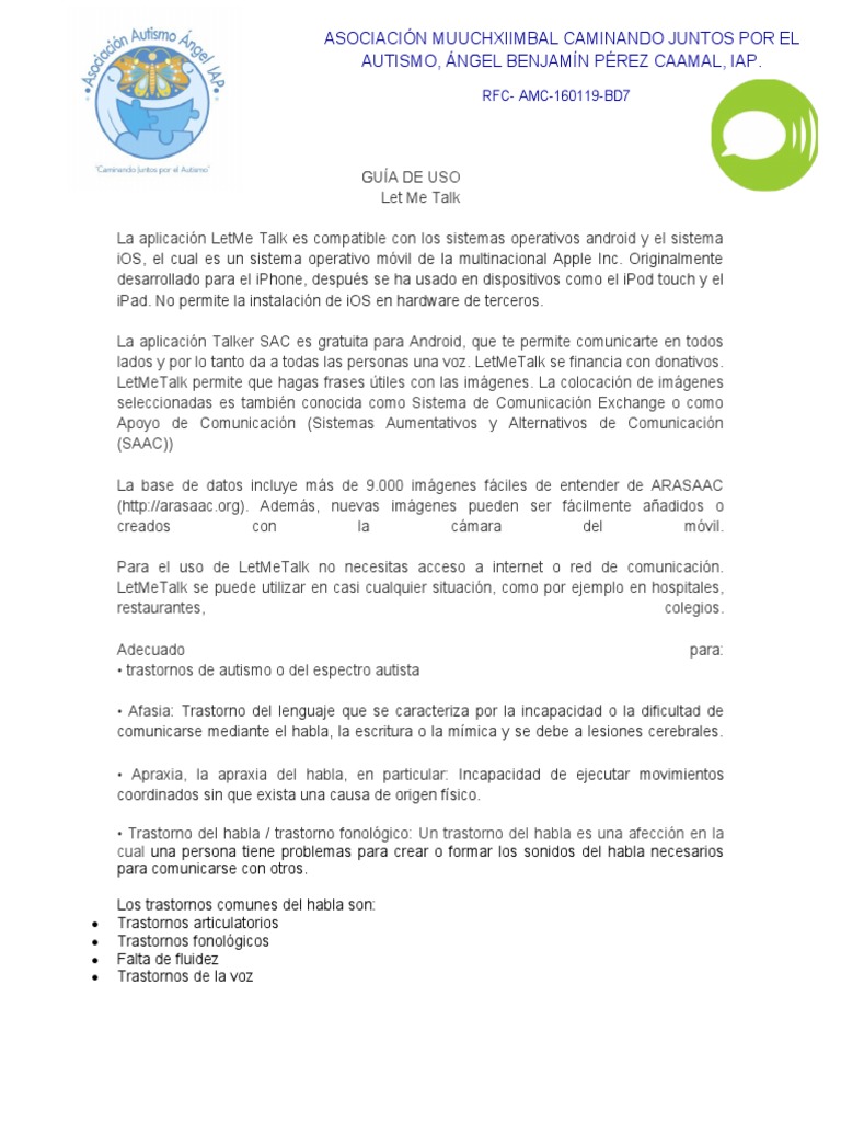 Guía de Uso de Let Me Talk | PDF | Ios | Informática
