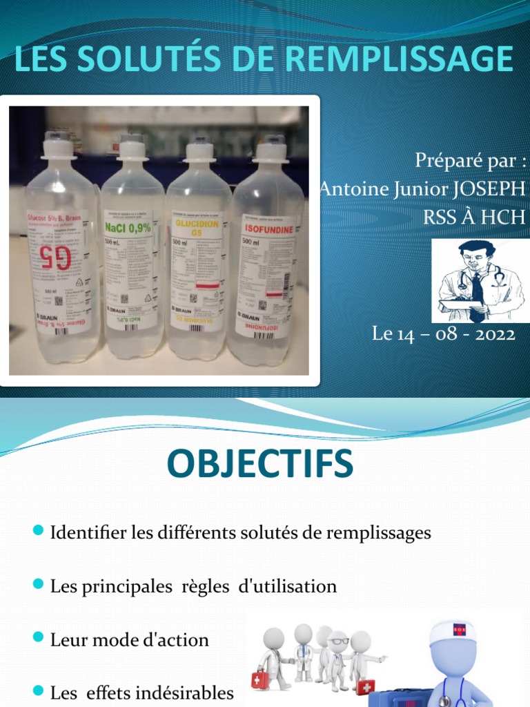 SOLUTES de Remplissage Junior | PDF | Osmose | Déshydratation (médecine)
