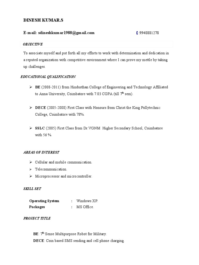 Dinesh Resume | PDF | Communication