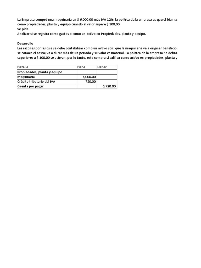 Ejercicios de NIC 16 | PDF | Depreciación | Dinero