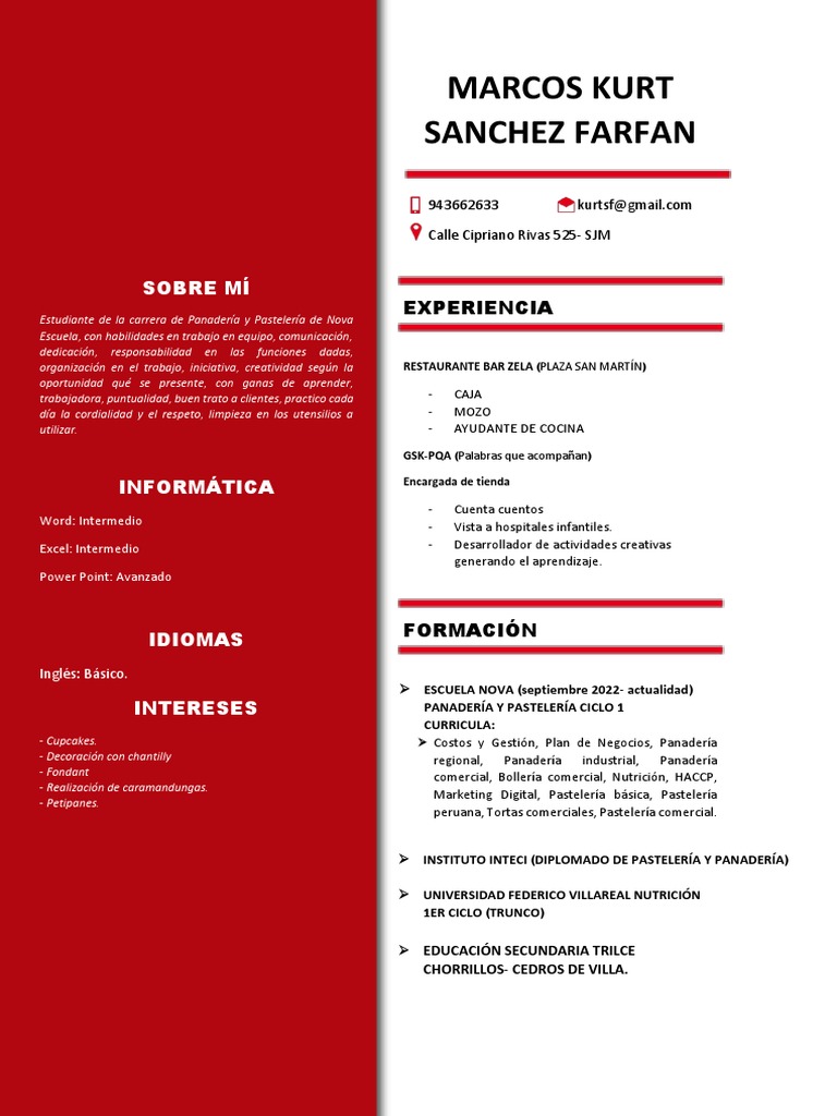CV Marcos Sanchez Farfan P26F-2022 | PDF