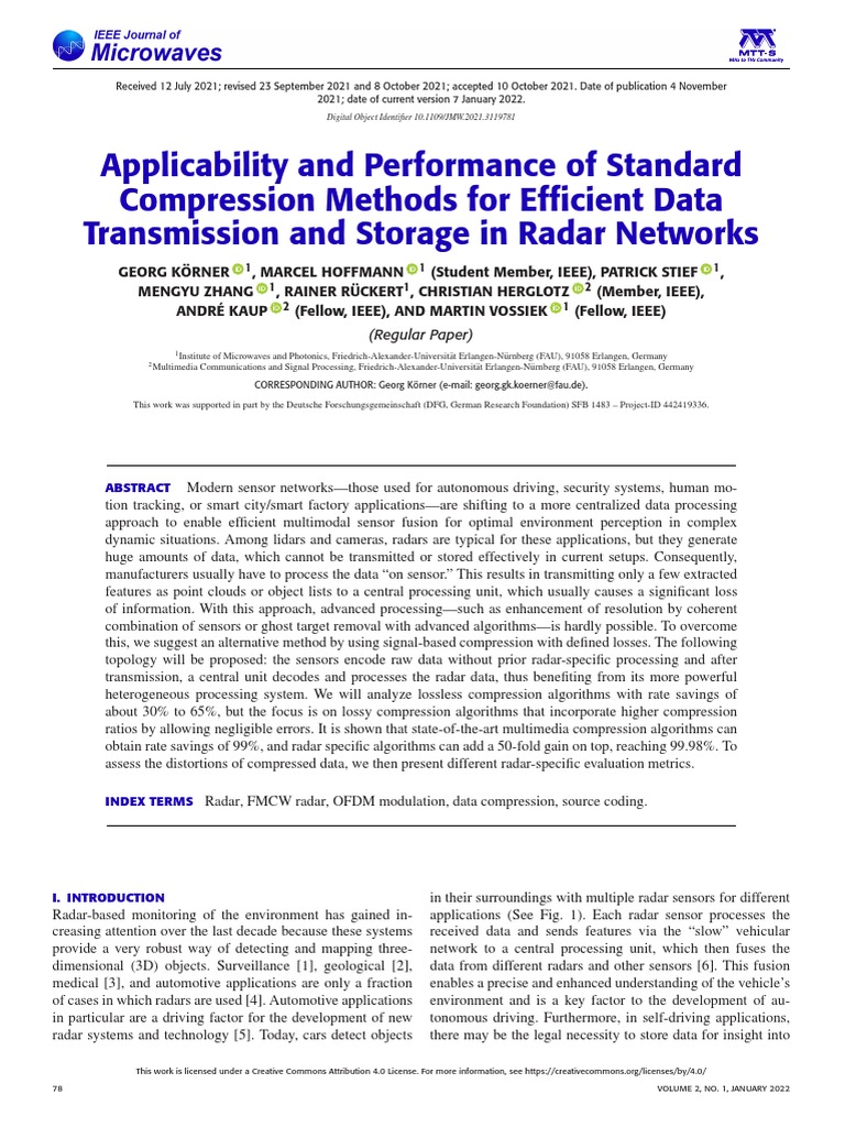 Applicability And Performance Of Standard Compression Methods For