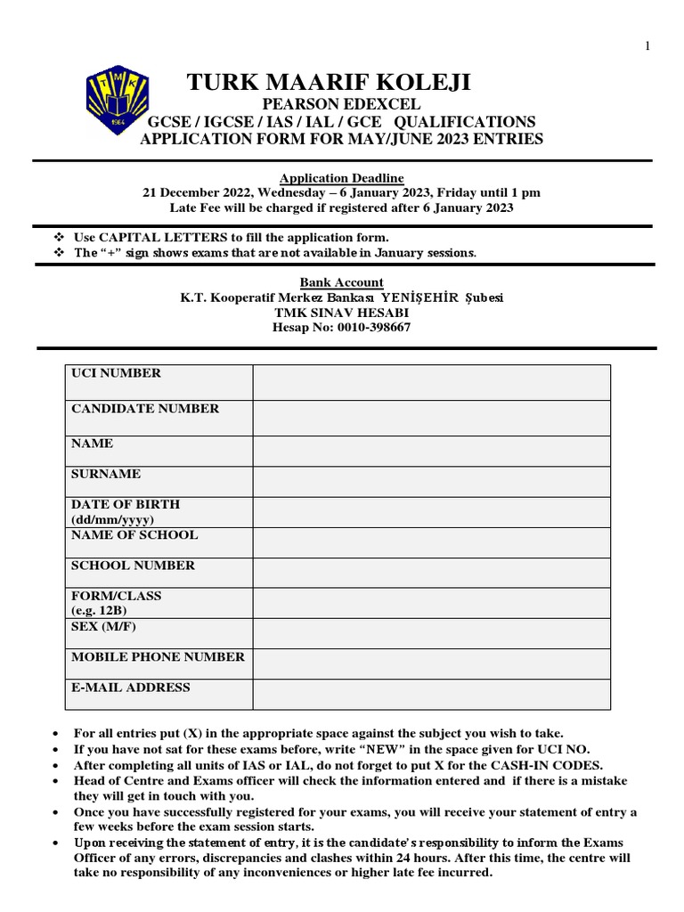Edexcel-Application Form May-June 2023 Entries PDF | PDF | Science