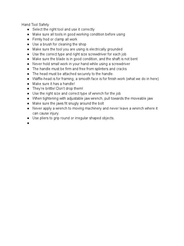 Hand Tool Safety | PDF