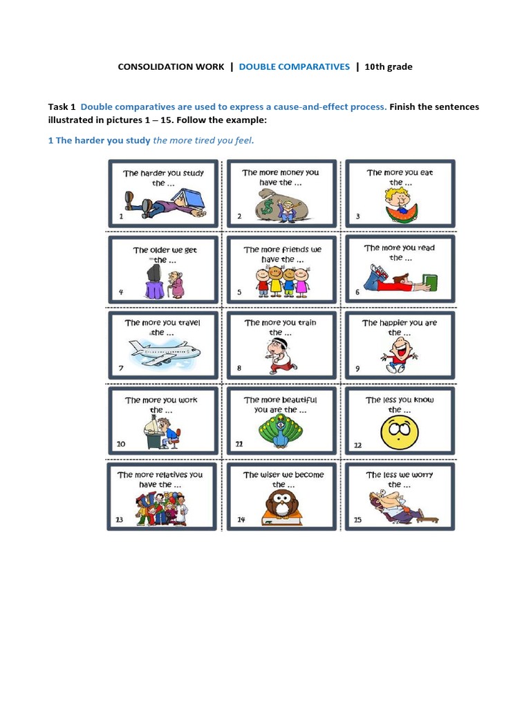 Double Comparative Exercises for 10th Grade | PDF | Language Arts ...