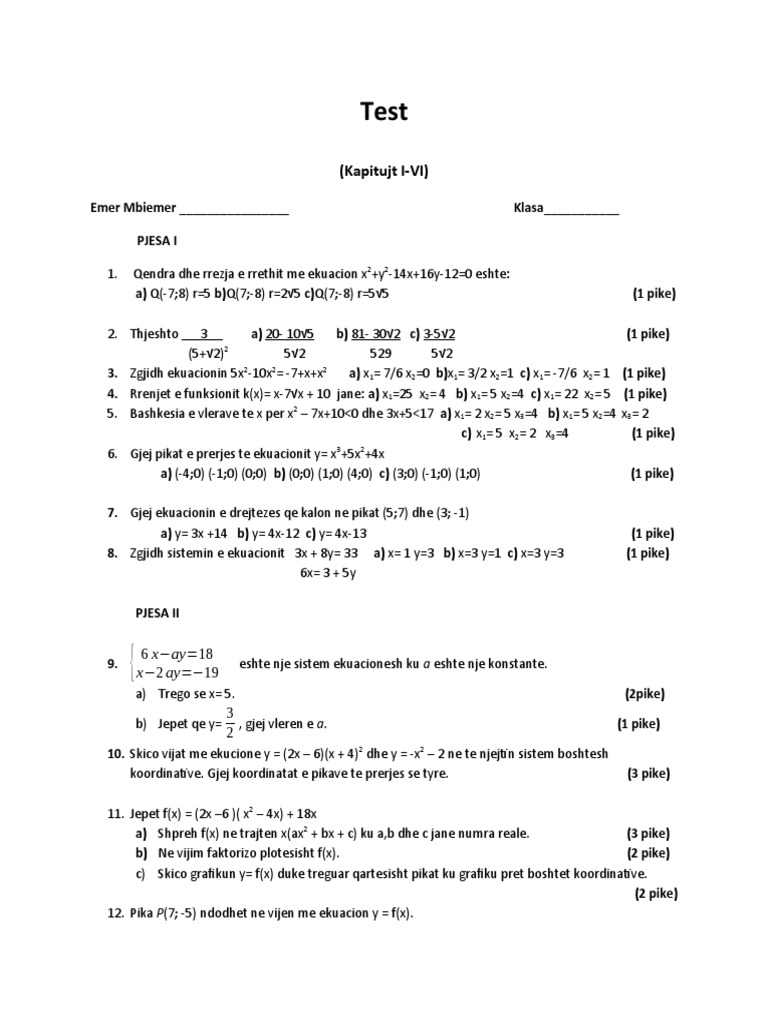 Test Matematik | PDF